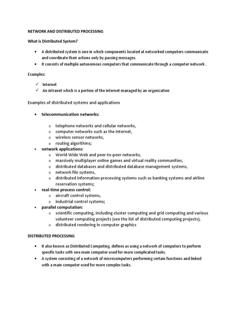 Telecommunication Networks Network And Distributed Processing What Is