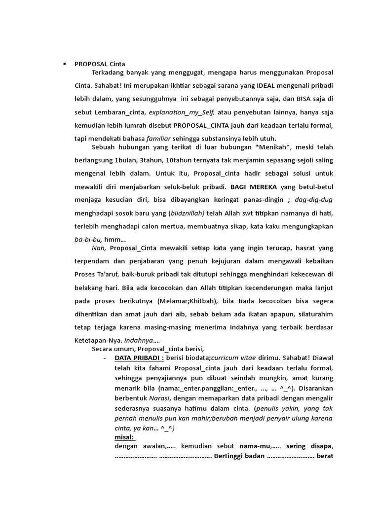PROPOSAL Cinta | PDF | Pengembangan Diri | Kesehatan Holistik