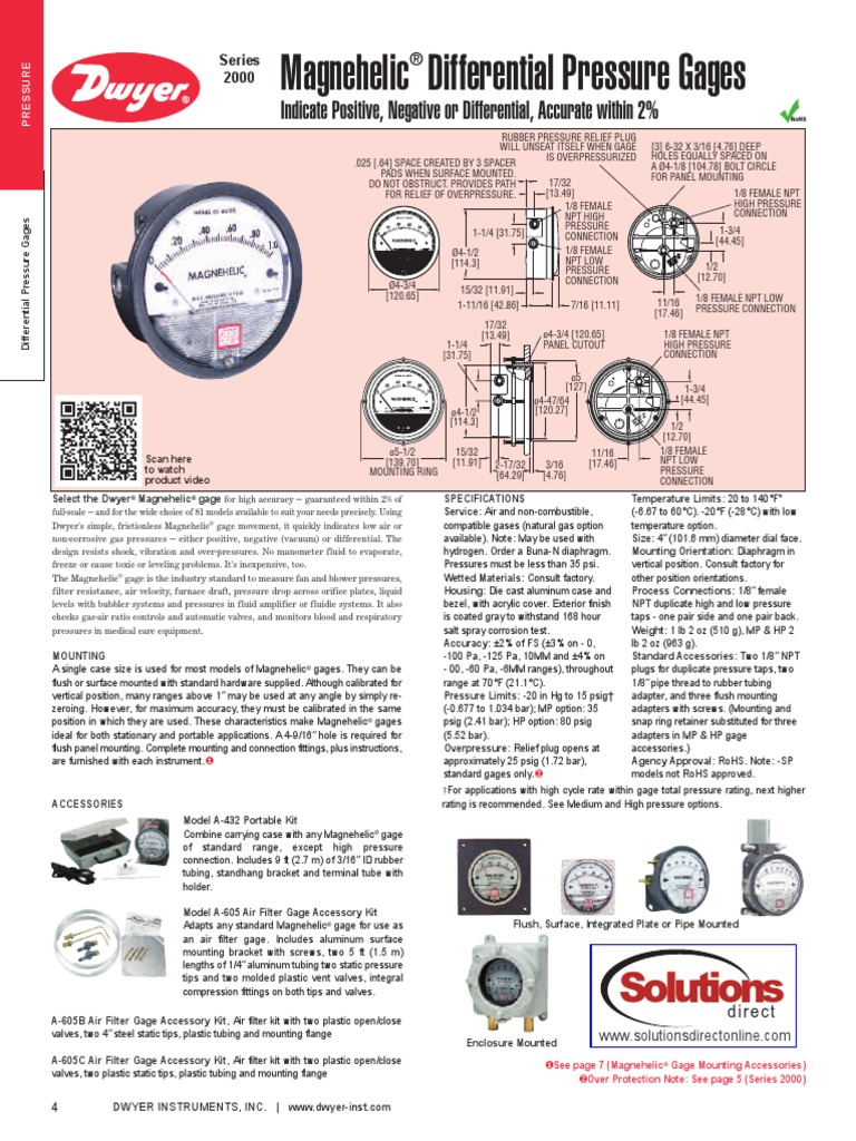 Magnehelic Differential Pressure Gages: Solutions | PDF | Pressure ...
