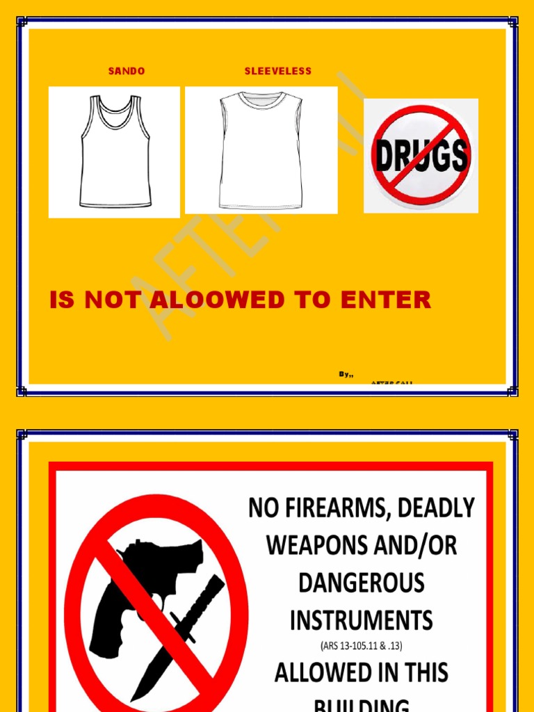 No Sando or Sleeveless Entry Policy | PDF