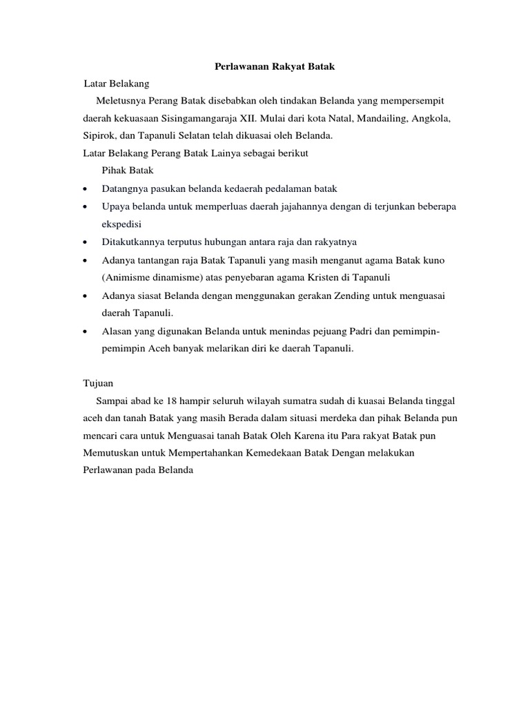 Perlawanan Rakyat Batak | PDF