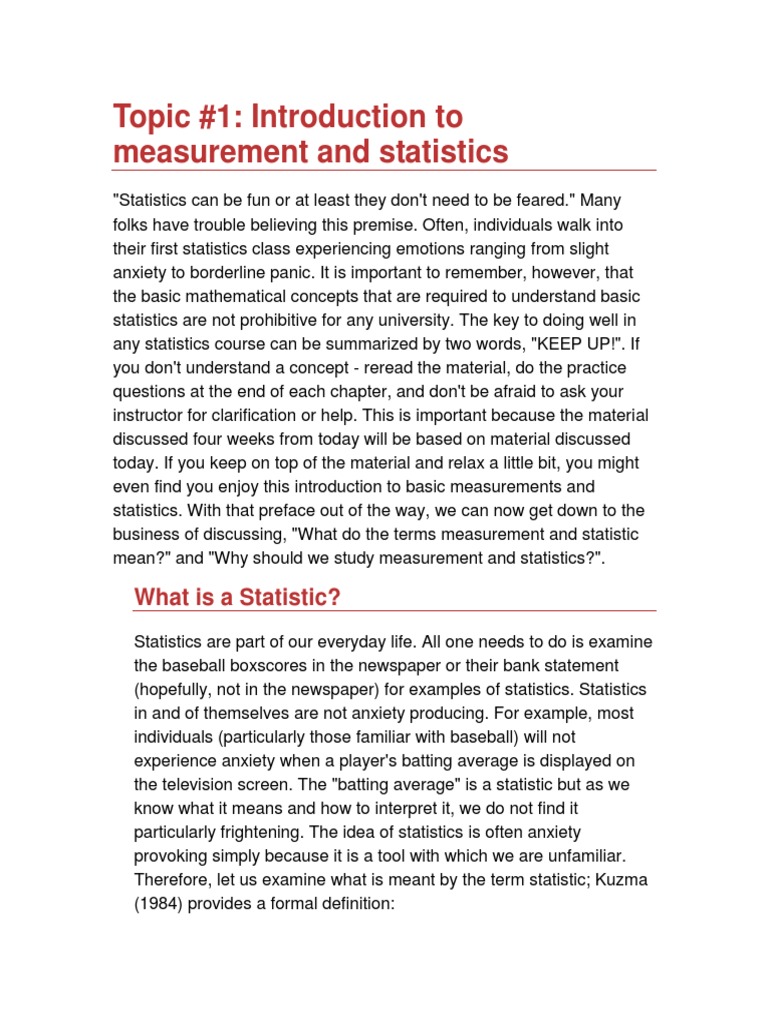 Intro To Measurement and Statistics | PDF | Level Of Measurement ...