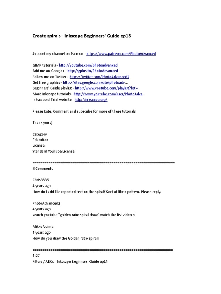 Create Spirals Inkscape Pdf Graphic Design Computer Graphics