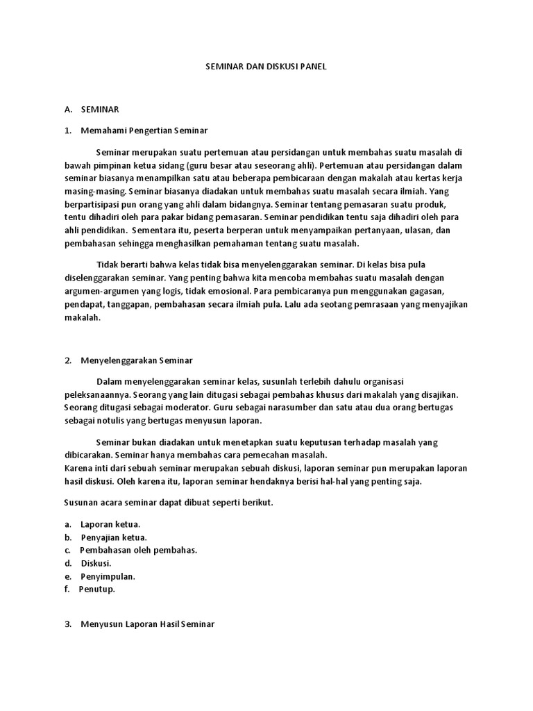 Seminar Dan Diskusi Panel | PDF