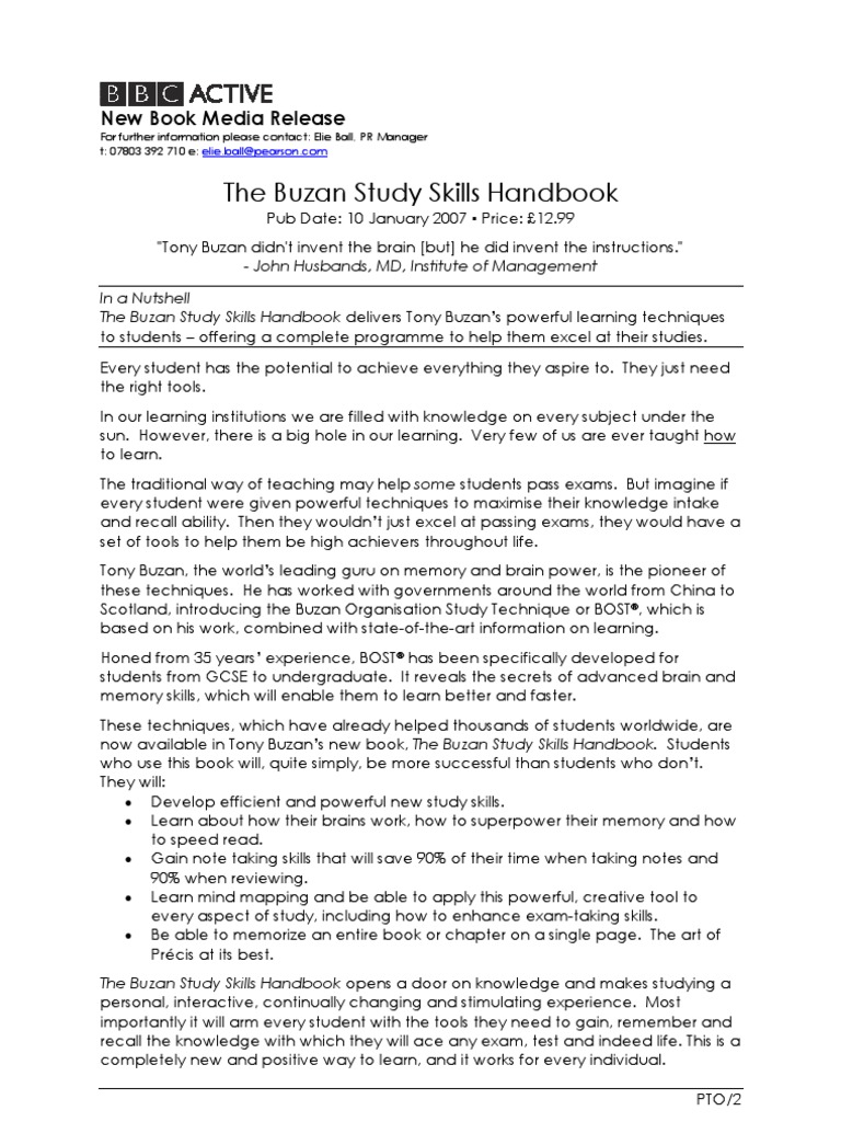 Buzan - Study | PDF | Study Skills | Memory