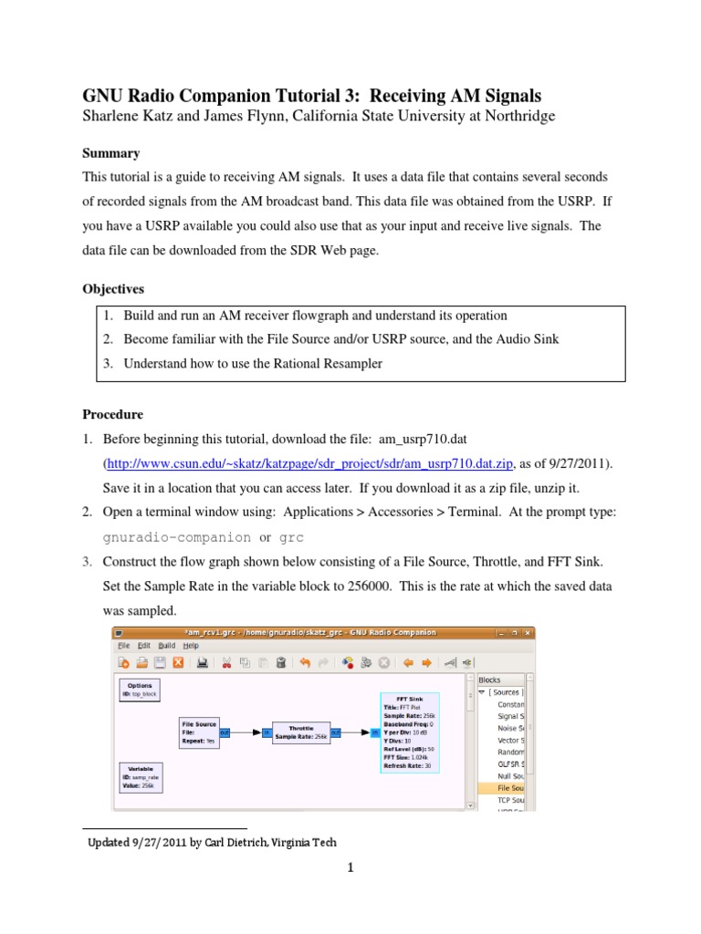 GNU Radio Companion Tutorial 3: Receiving AM Signals | PDF | Sampling (Signal Processing ...