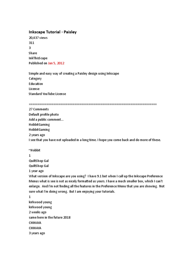 Inkscape Tutorial - Paisley | PDF | Communication Design | Graphics