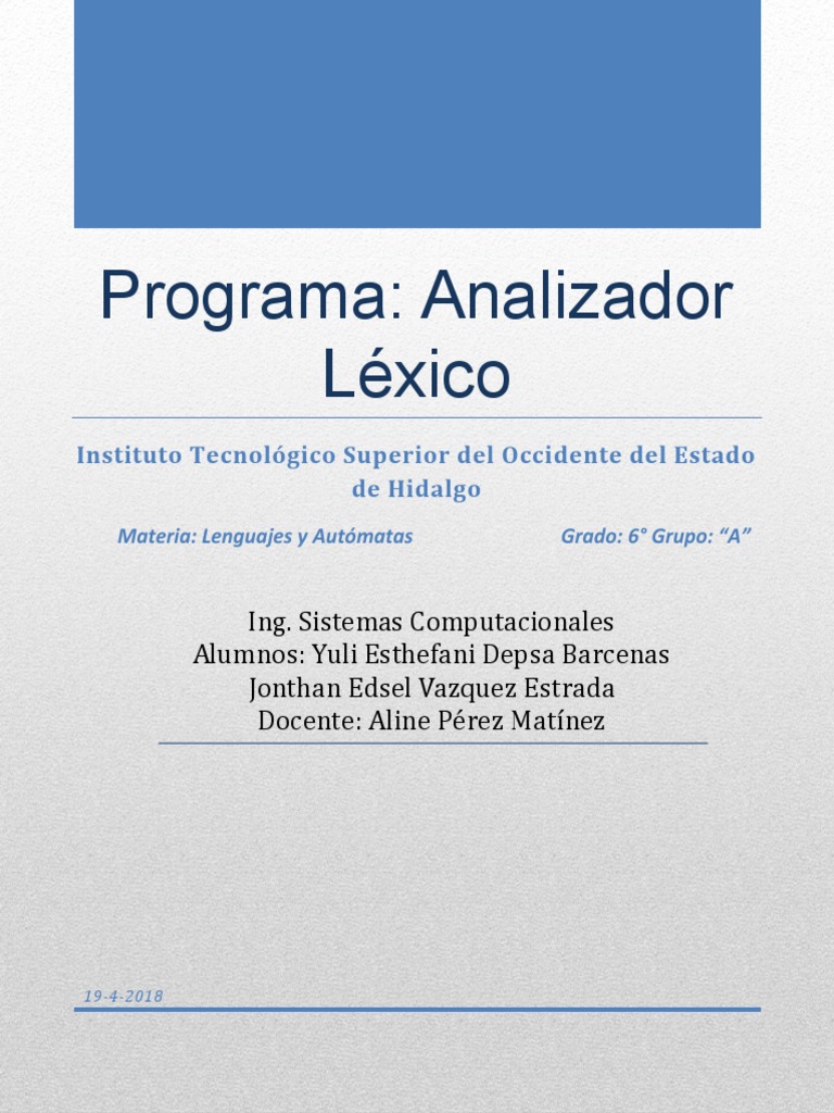 Analizador Lexico Pattern Matcher PDF | PDF | Java (lenguaje de programación) | Programa de ...
