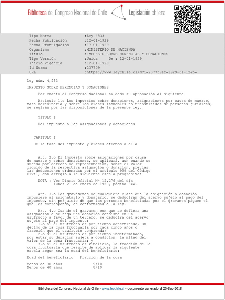 Ley 4533 - 12 Ene 1929 | PDF | Herencia | Impuestos