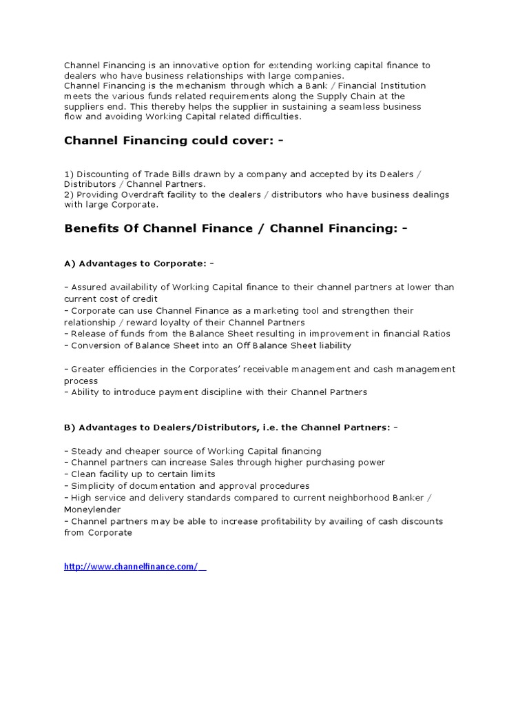 Channel Finance | PDF | Banks | Finance & Money Management