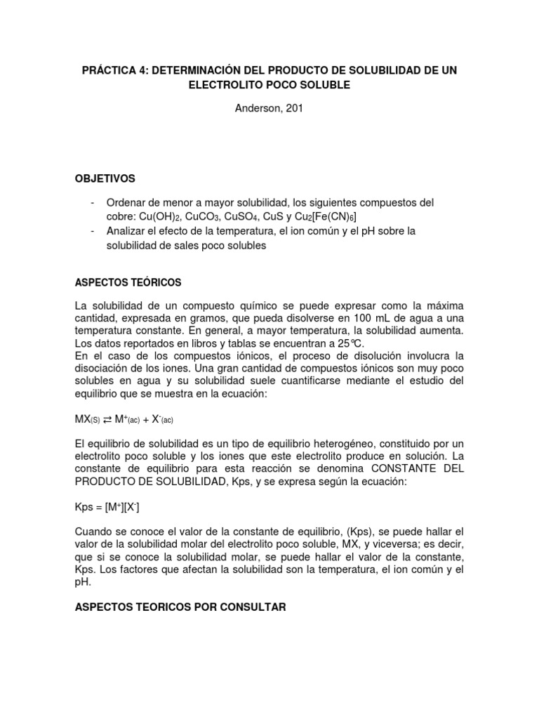 Analito Poco Soluble | PDF | Solubilidad | Equilibrio químico