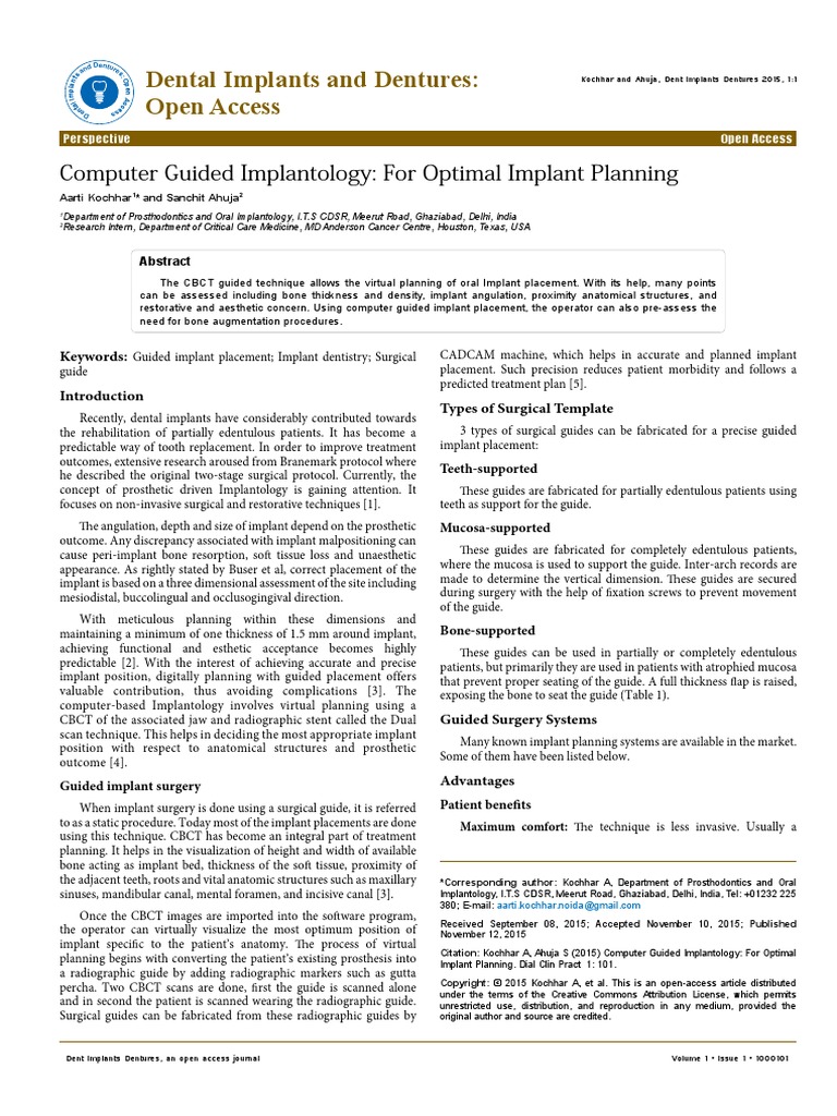 Dental Implants and Dentures: Open Access: Computer Guided Implantology ...