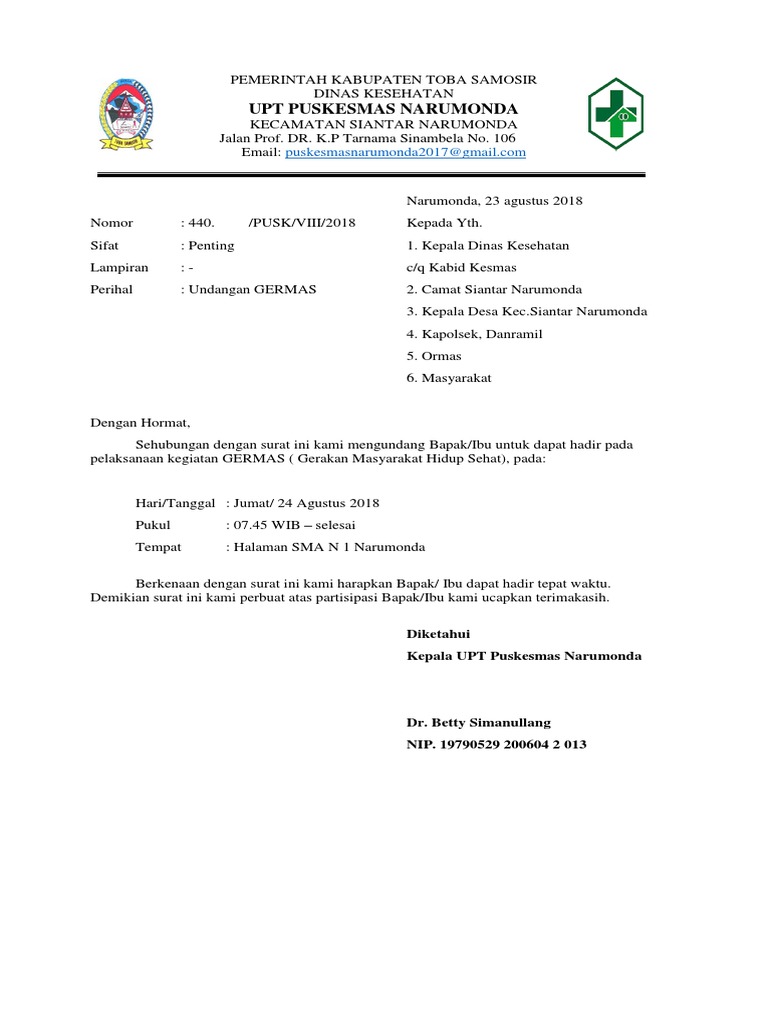 Undangan GERMAS di Narumonda | PDF