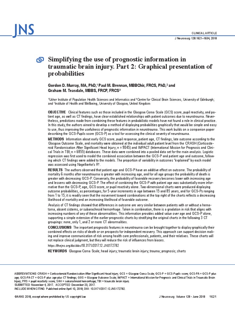 GCS Article Part 2 | PDF | Traumatic Brain Injury | Logistic Regression