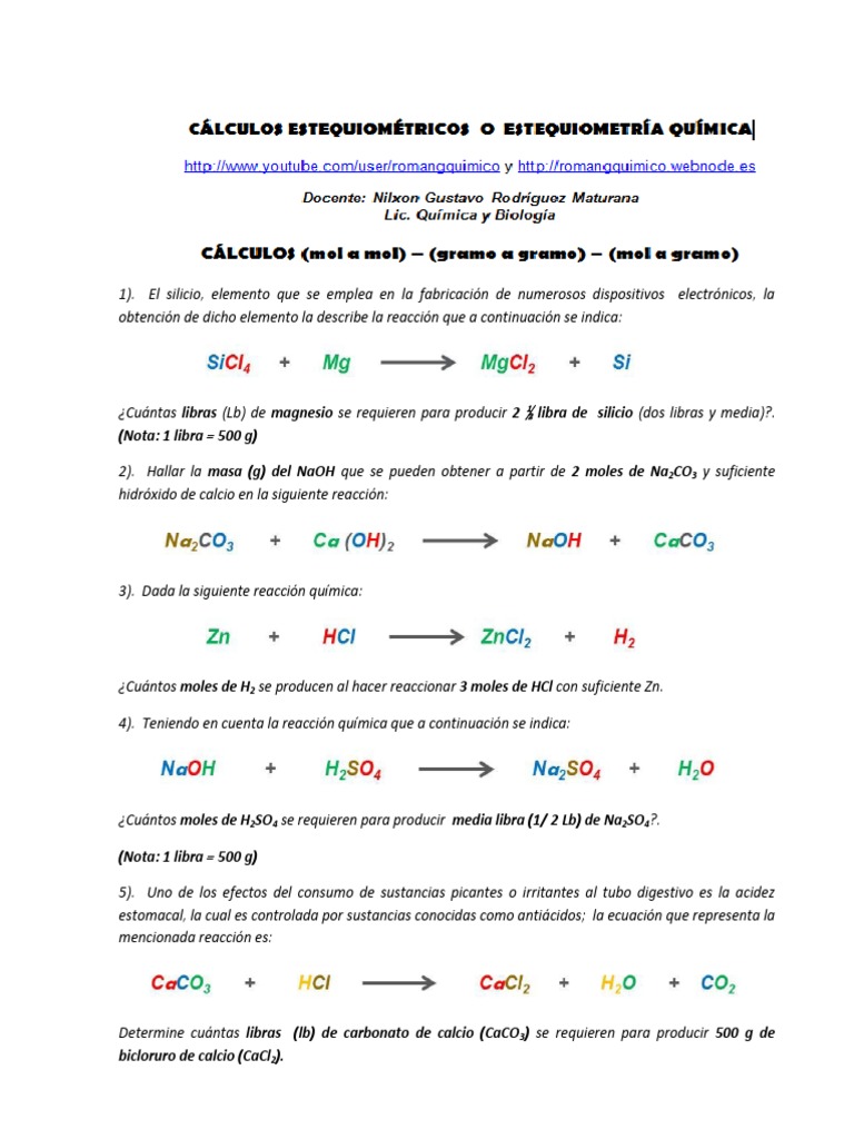 Ejercicios Propuestos-Cálculos Estequiométricos - Ok - Ok - PDF PDF | PDF
