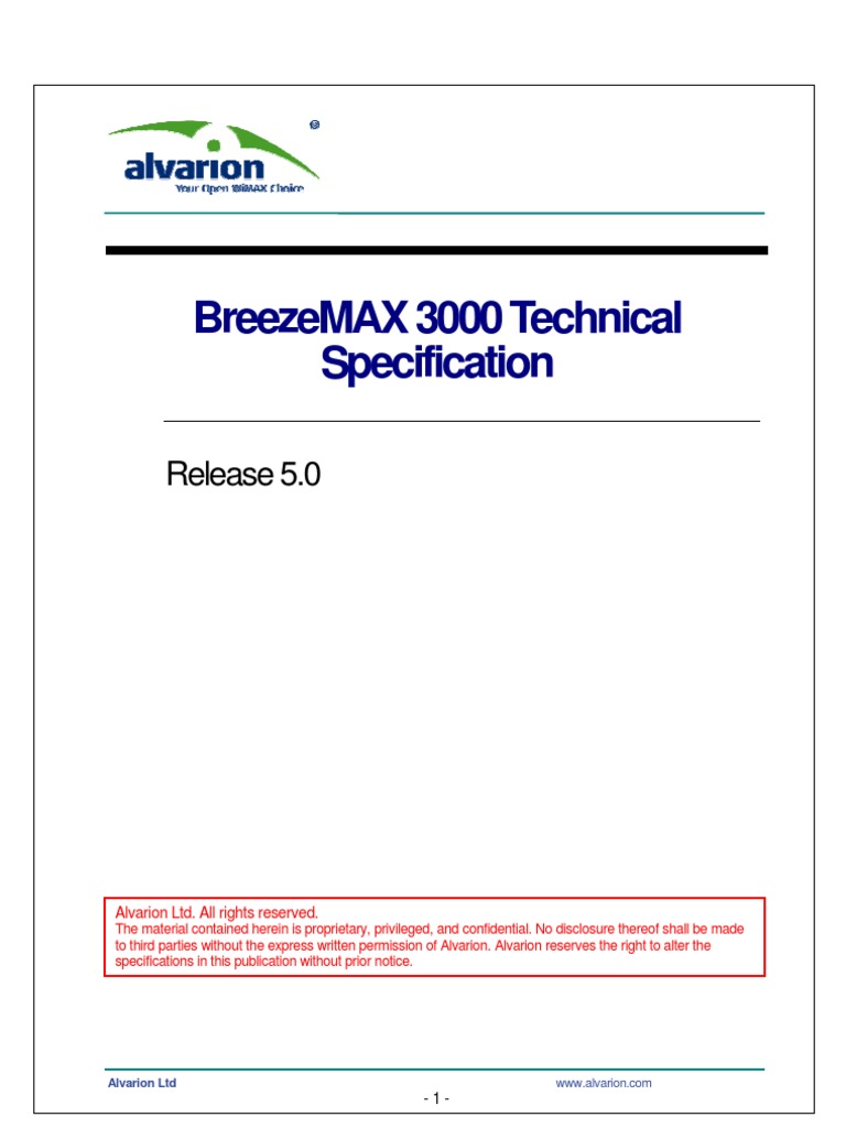 BreezeMAX 3000 Technical Specs | PDF | Ieee 802.11 | Voice Over Ip