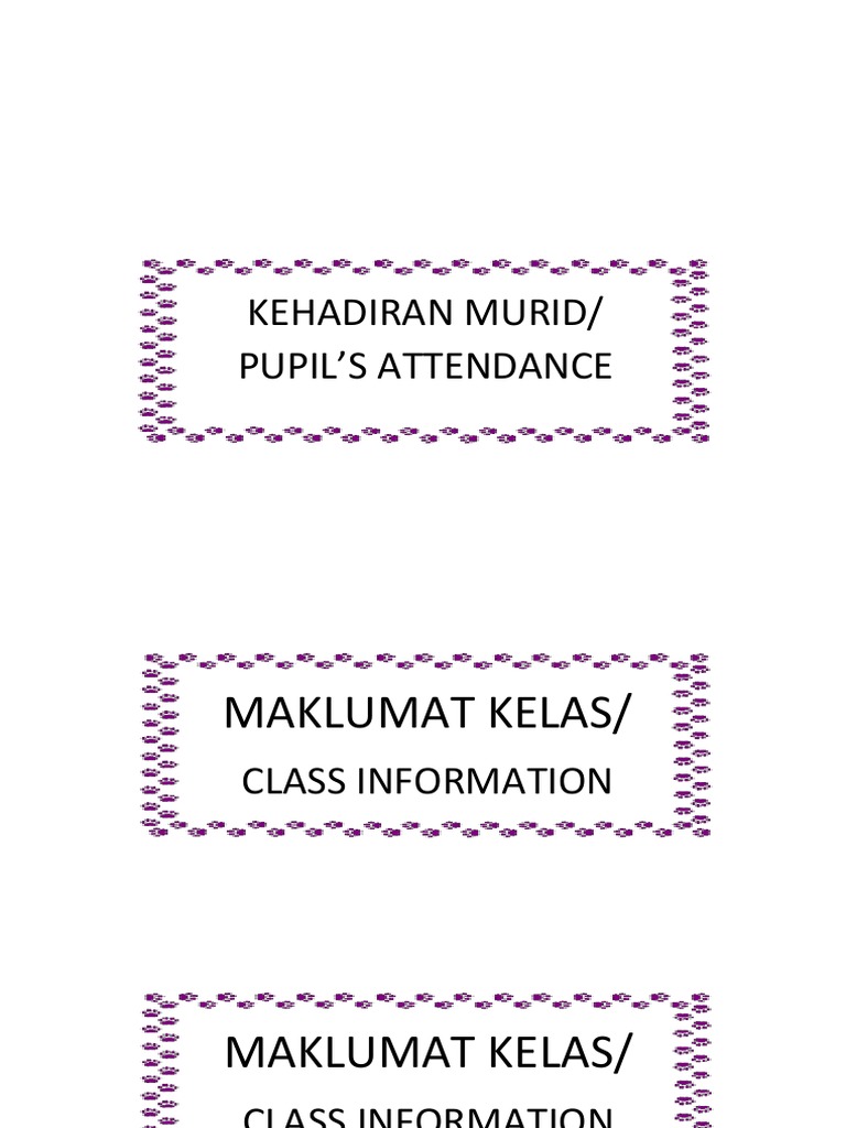 Label Sudut Kelas | PDF