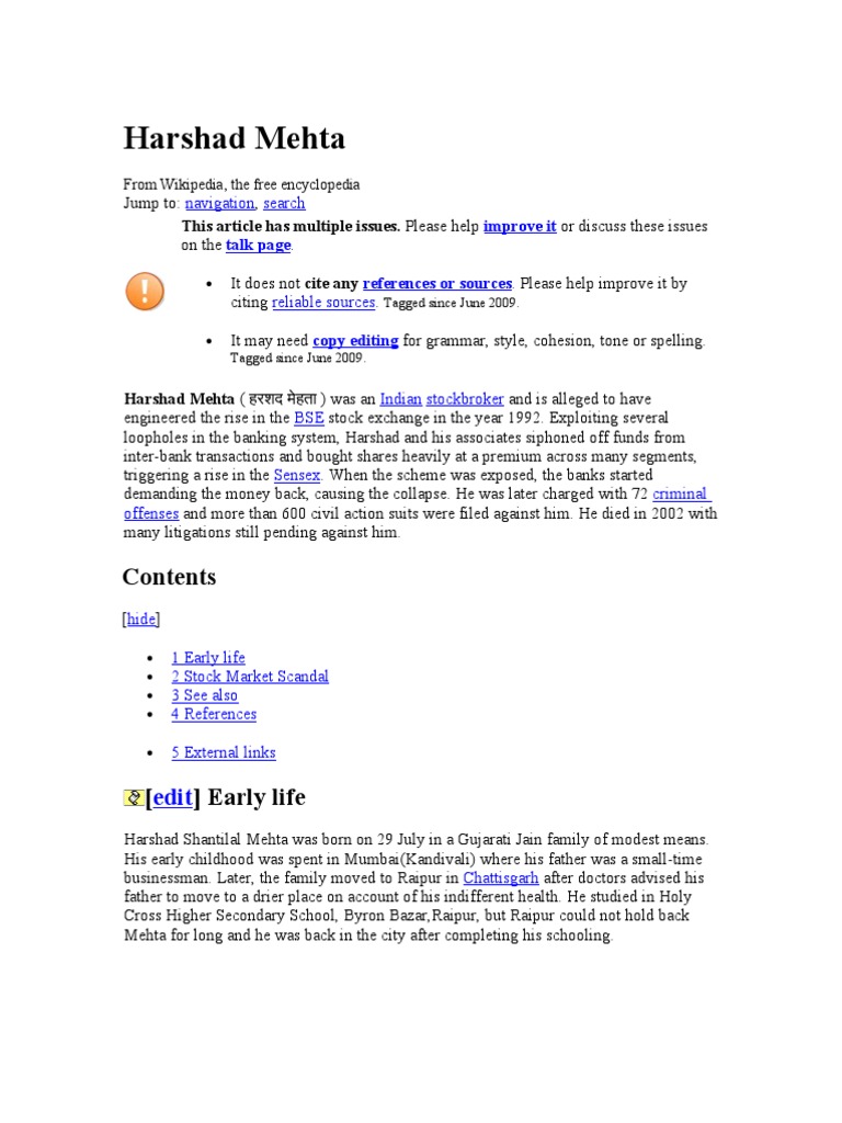 Harshad Mehta | Download Free PDF | Business