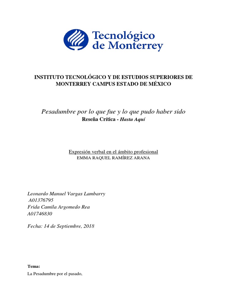 Pesadumbre Por Lo Que Fue y Lo Que Pudo Haber Sido | PDF | Publicación ...