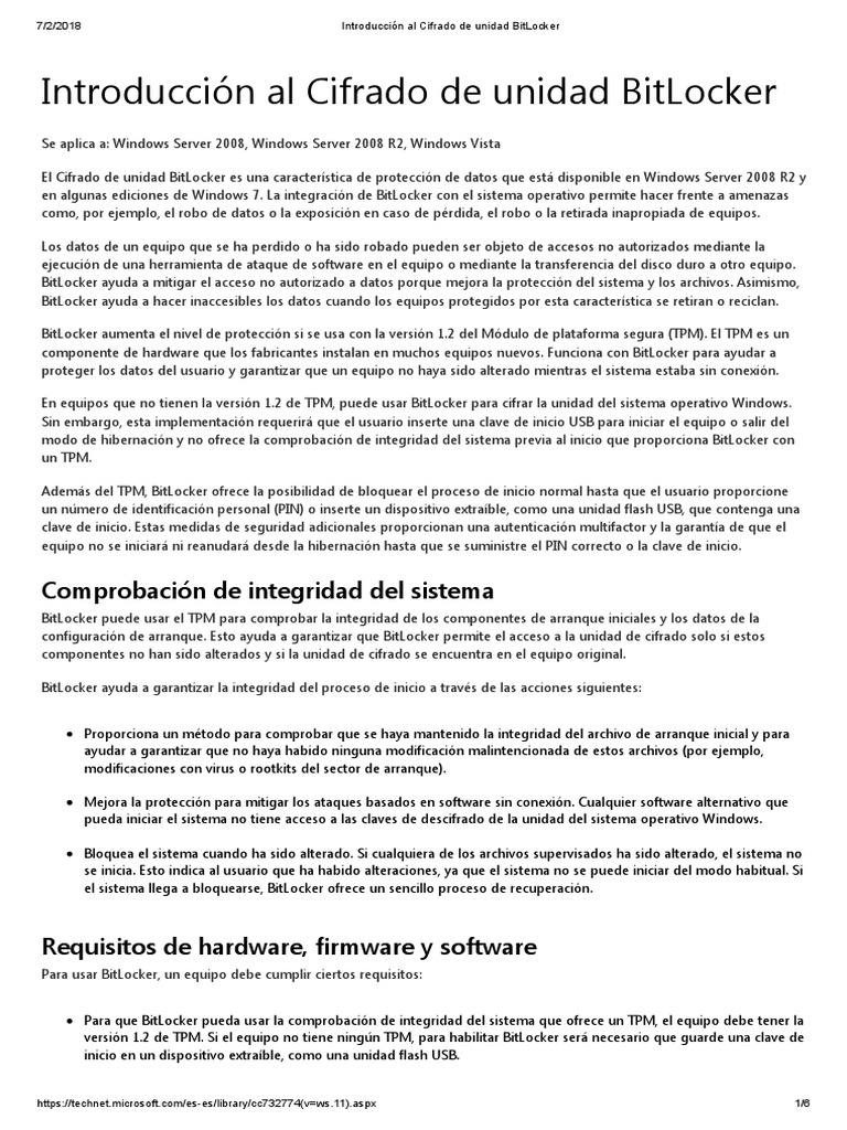 Instalar Cifrado de Bitlocker - Microsoft | PDF | Contraseña | Clave ...