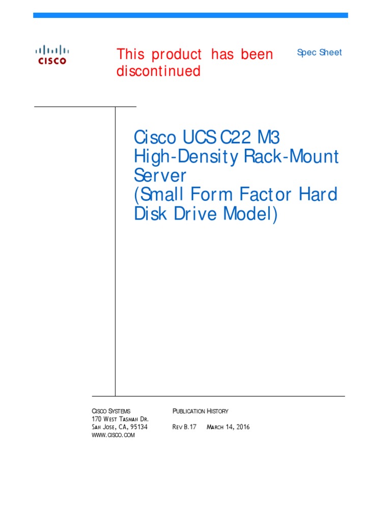 Cisco UCS C22 M3 High-Density Rack-Mount Server (Small Form Factor Hard ...