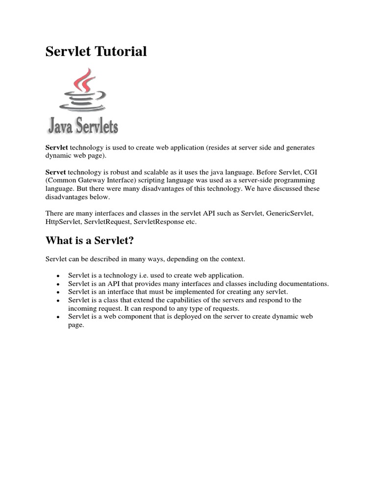 Servlet Tutorial: What Is A Servlet? | PDF | Hypertext Transfer Protocol | Java Servlet
