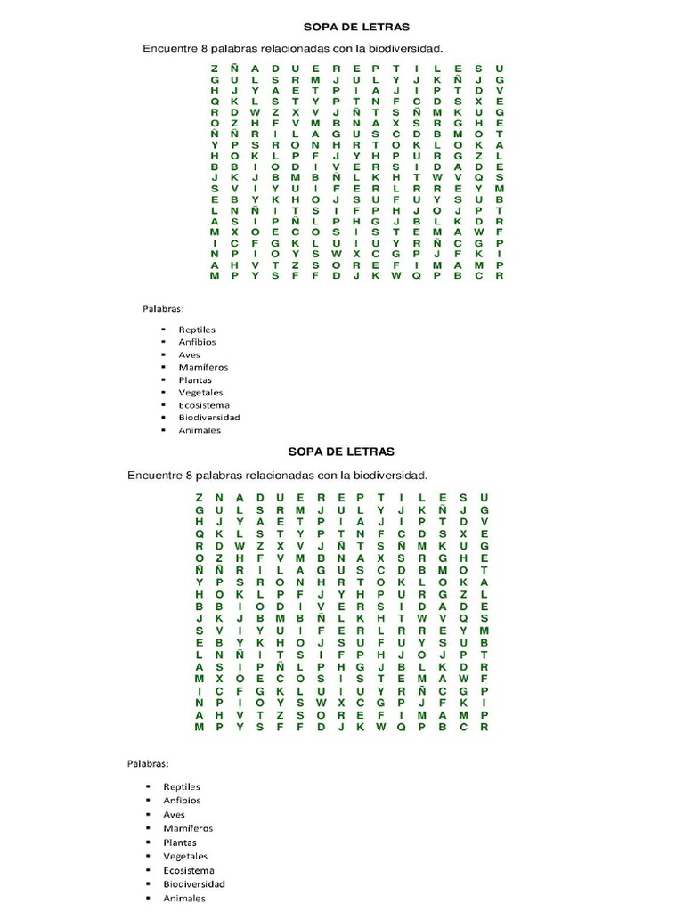 Sopa de Letras Ecosistema | PDF