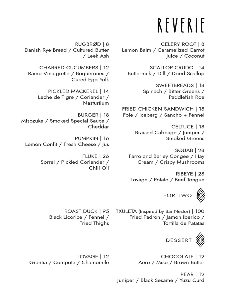 Reverie Opening Menu