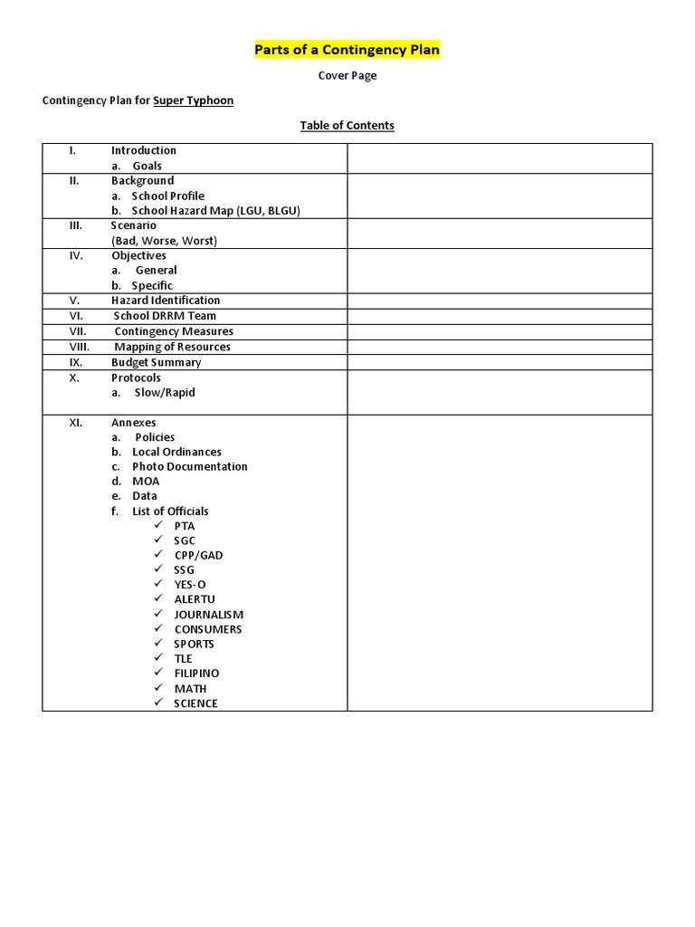 Contingency Plan for Super Typhoon | PDF