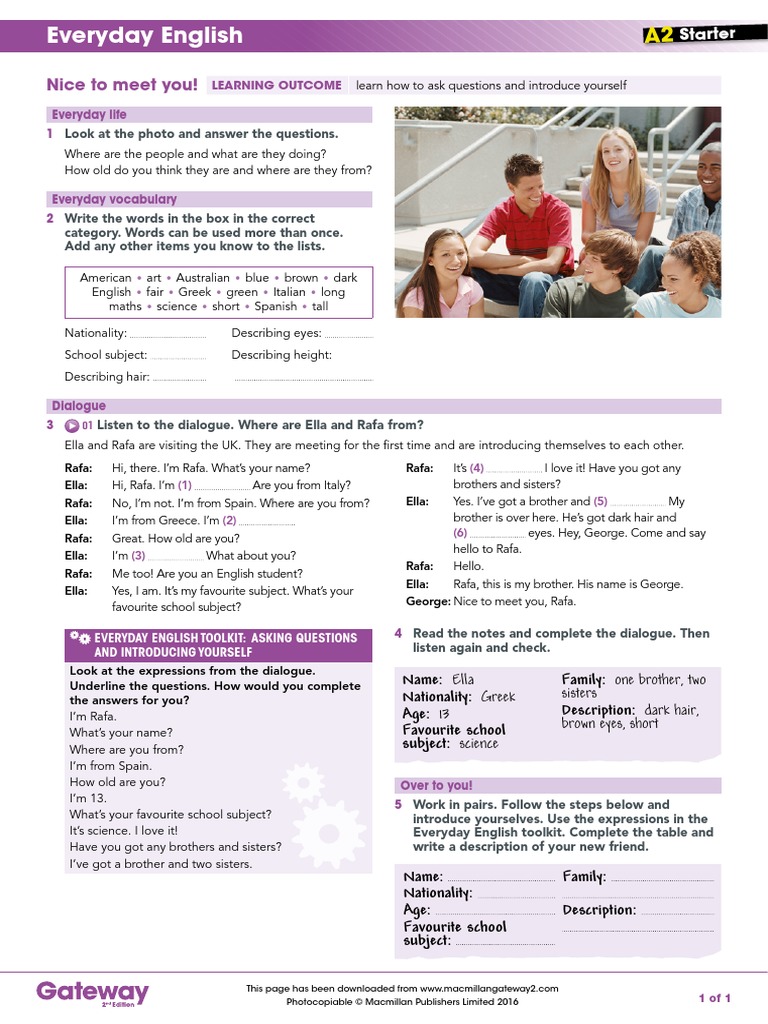 A2 Starter Unit Everyday English | PDF | Behavior Modification | Cognition