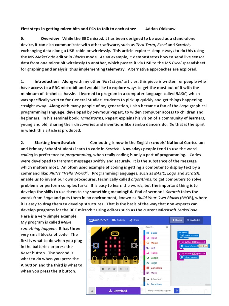 First Steps in Using Microbits With PCs | PDF | Microsoft Excel | Usb