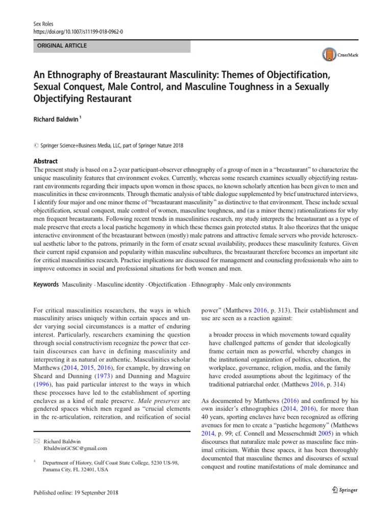 An Ethnography of Breastaurant Masculinity: Themes of Objectification ...