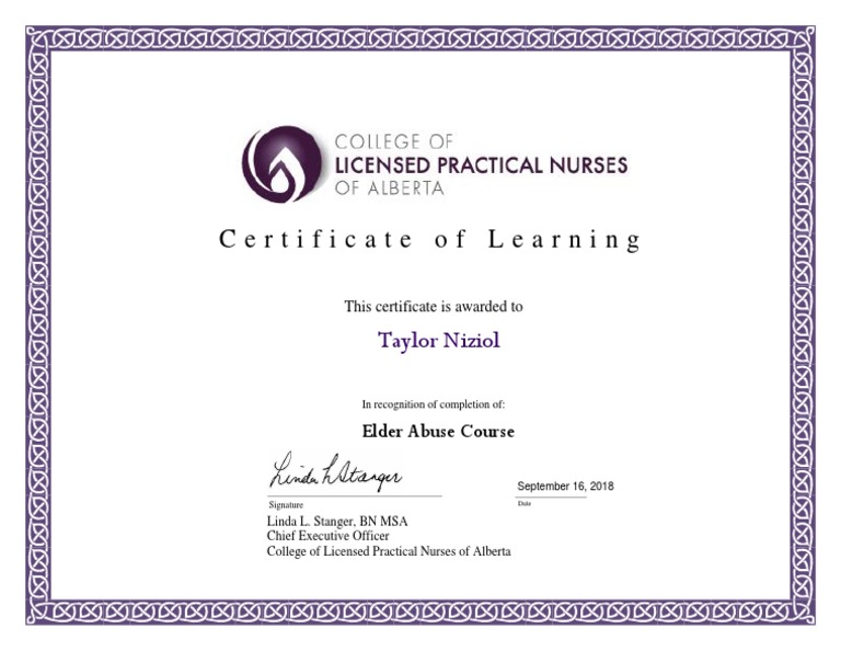 Elder Abuse Certificate | PDF