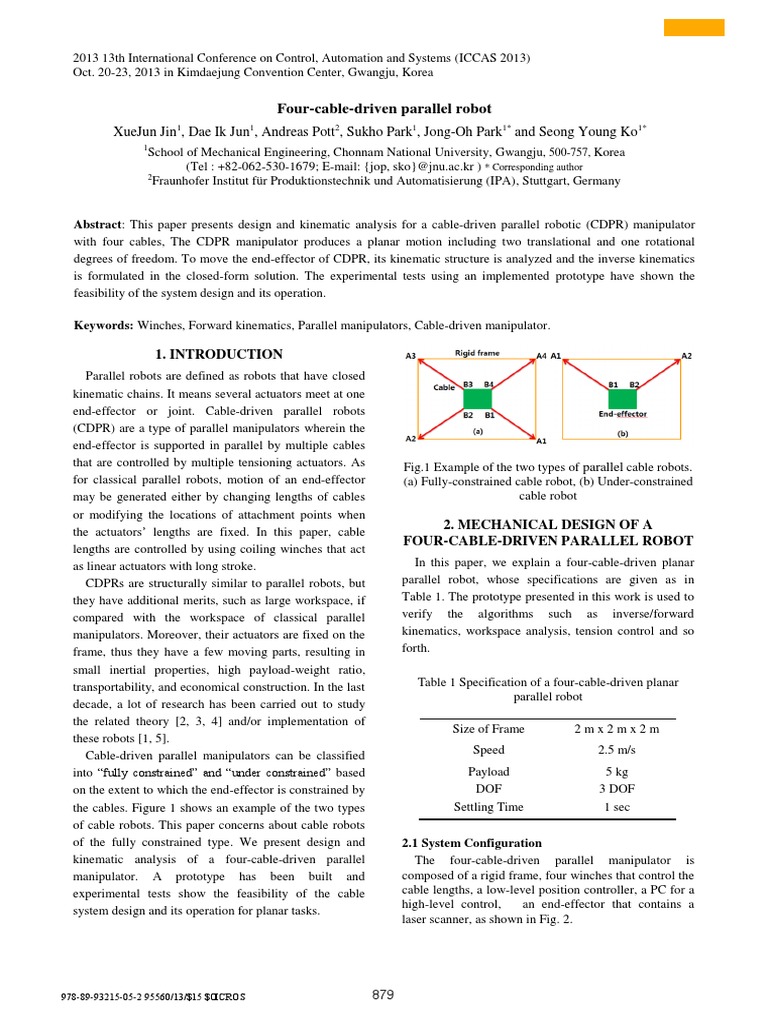Four-Cable-Driven Parallel Robot: Xuejun Jin, Dae Ik Jun, Andreas Pott, Sukho Park, Jong-Oh Park ...