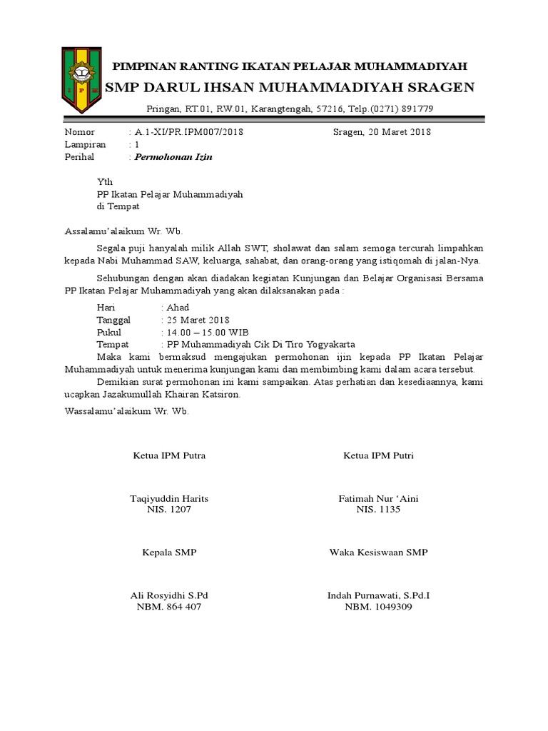 Surat Permohonan Studi Banding | PDF