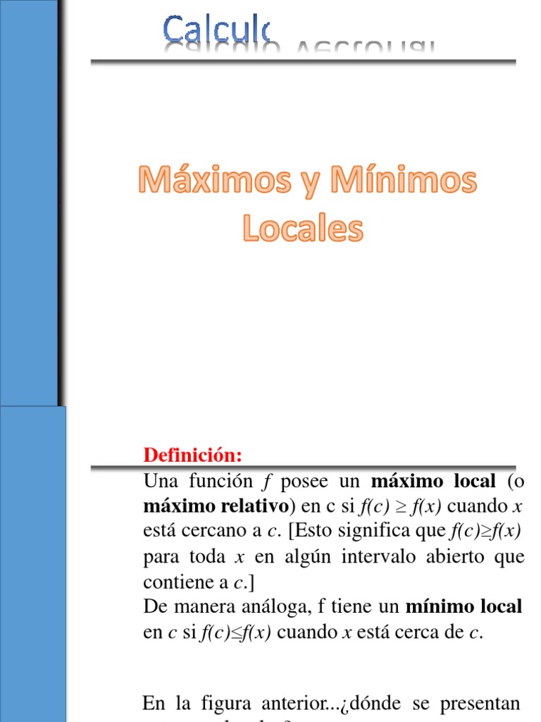 Extremos Locales y Derivadas | PDF | Máximos y mínimos | Función continua