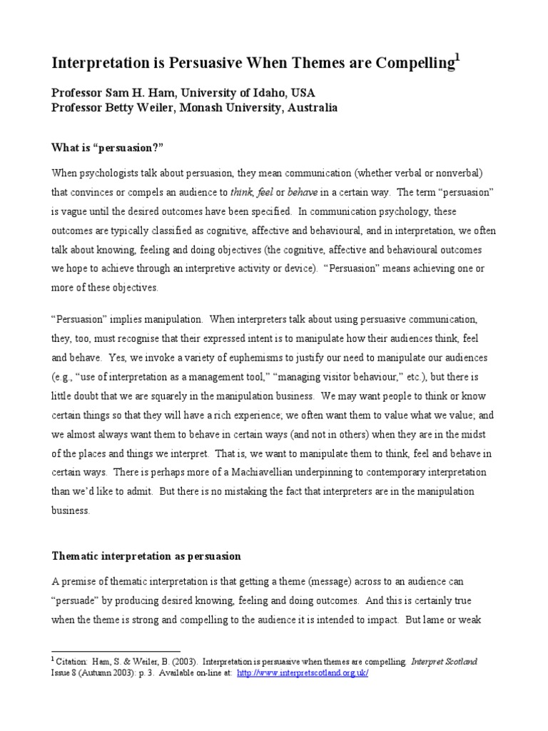 Sam Ham - Interpretation | Download Free PDF | Persuasion | Thought