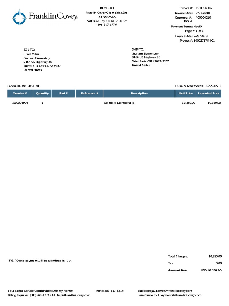 The Leader in Me Graham Local Schools Invoices | PDF | Invoice ...