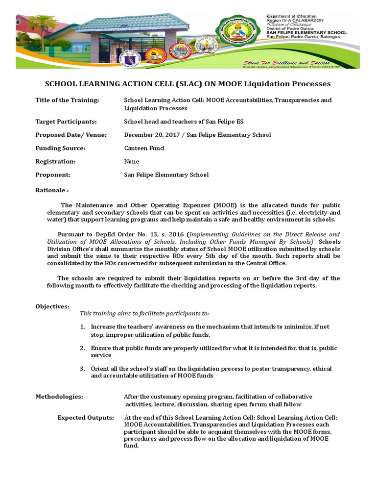 Training Design SLAC MOOE Liquidation | PDF | Government | Business