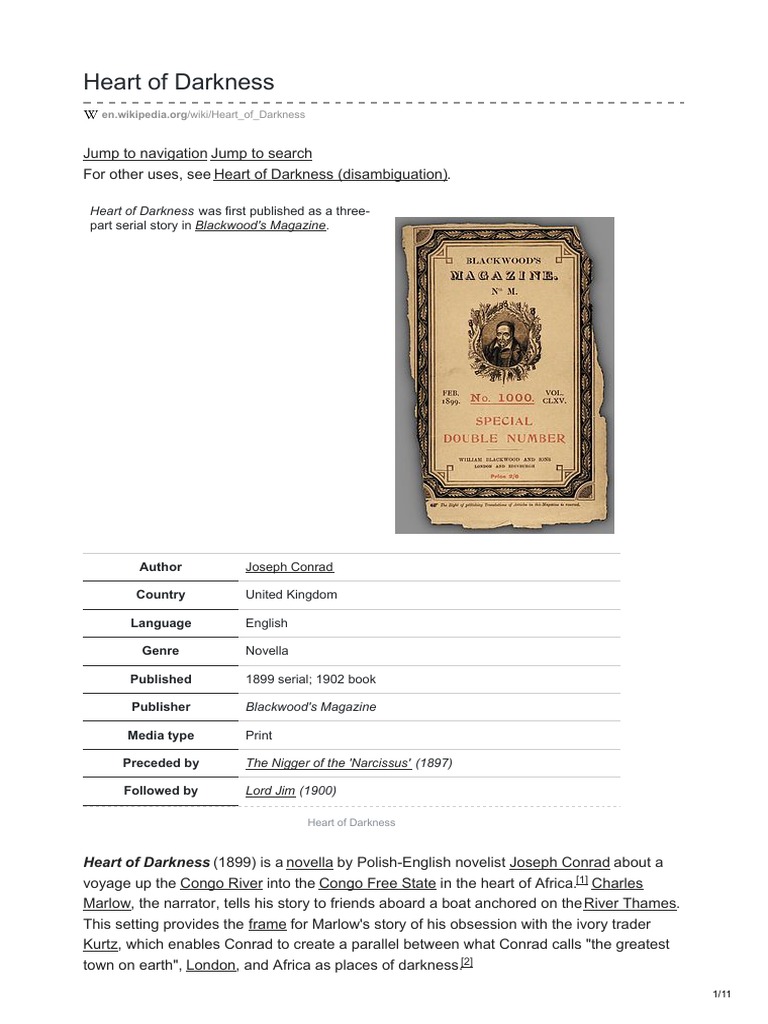 Heart of Darkness Was First Published As A Three | PDF | Heart Of ...
