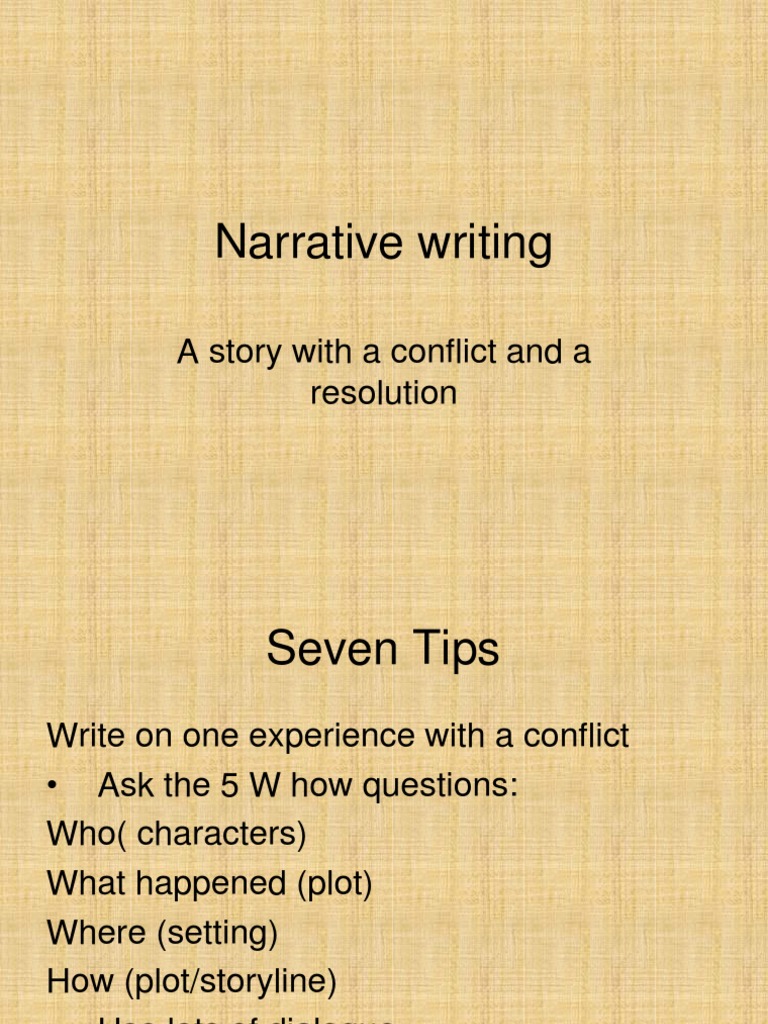Narrative Writing: A Story With A Conflict and A Resolution | PDF ...