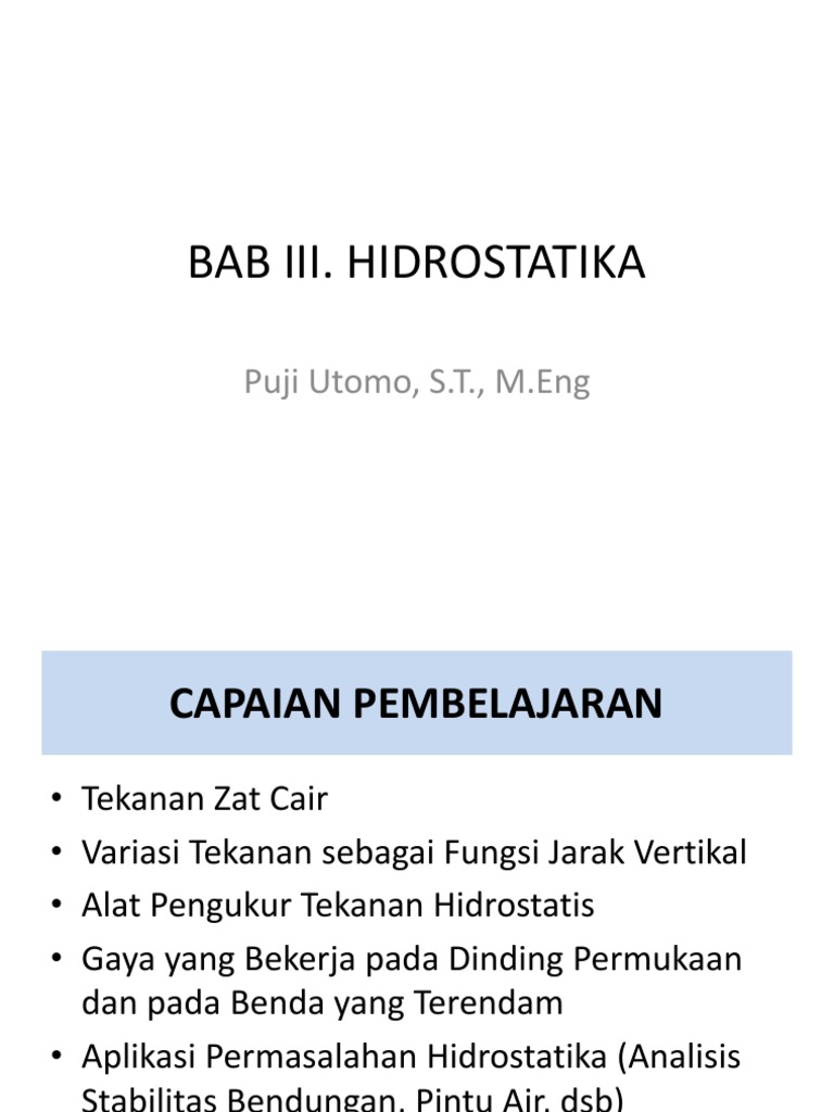 Bab III Hidrostatika PDF | PDF