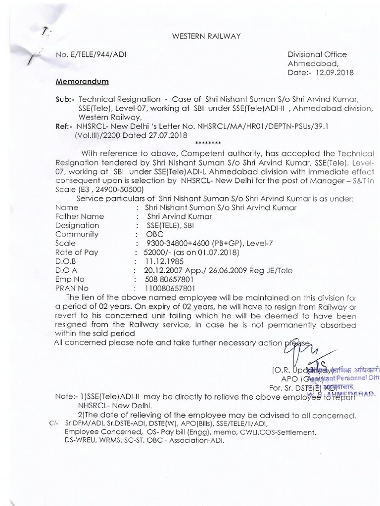 Technical Resignation | PDF