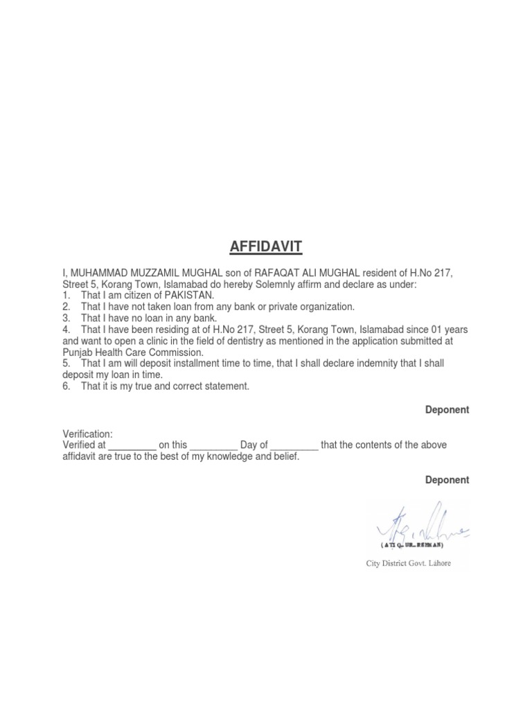 Affidavit: Deponent | PDF