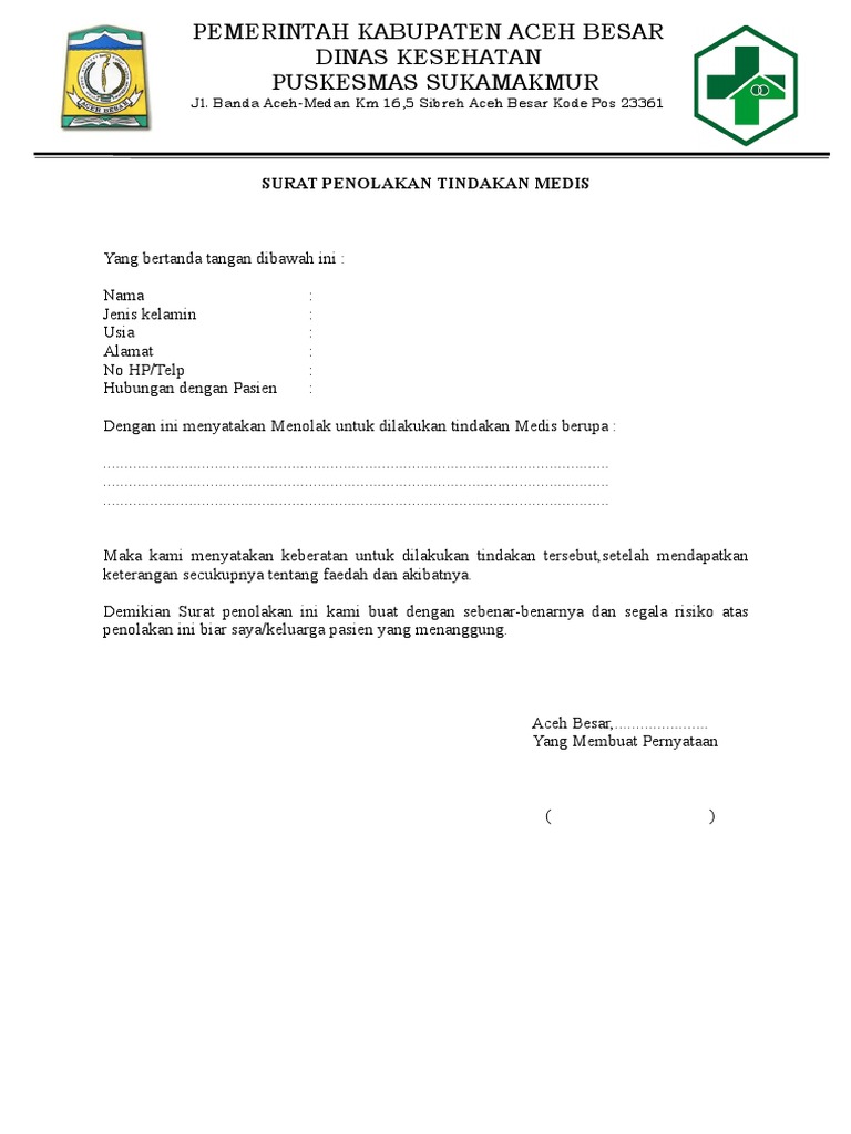Surat Penolakan Tindakan Medis | PDF