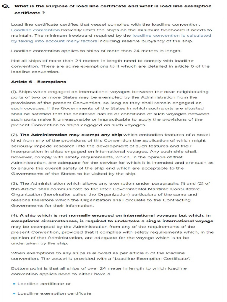 What Is The Purpose of Load Line Certificate and What Is Load Line ...