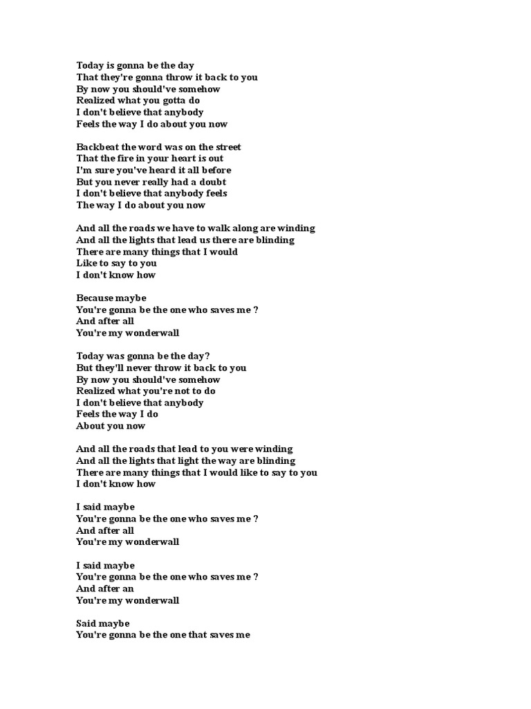 Wonderwall Lyrics | PDF