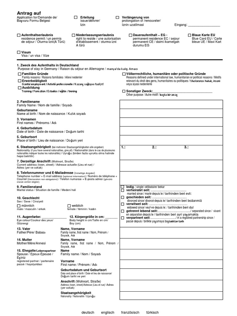 German Visa and Residence Permit Application | PDF | International Law ...