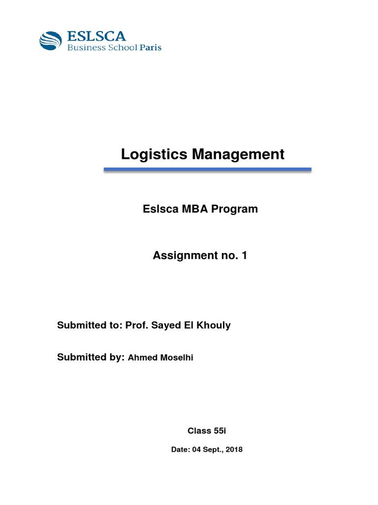 Logistics Management: Eslsca MBA Program | PDF | Multivariate ...