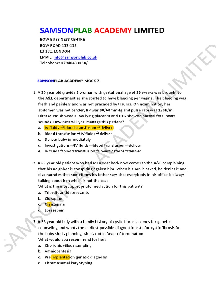 Mock 7 PDF | PDF | Rtt | Diseases And Disorders